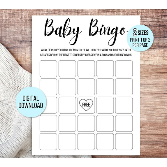 CHUBU Blank Shower Bingo Cards, Bingo Game Cards, Gift Bingo Cards ...