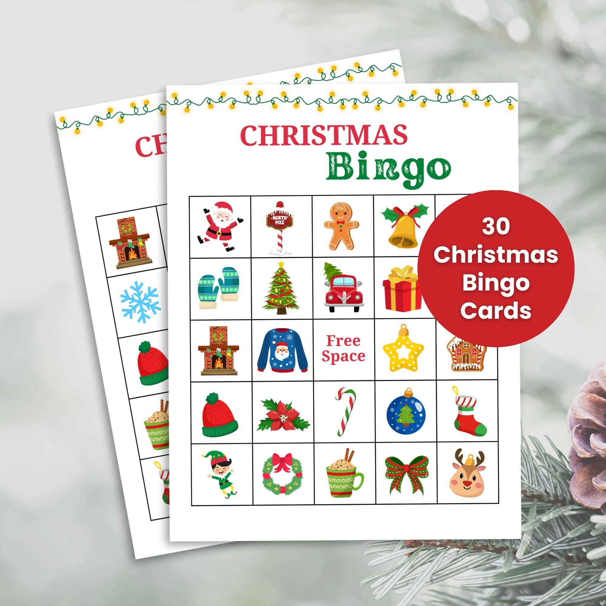 CHUBU Christmas Bingo Printable, Holiday Bingo Cards, Christmas ...