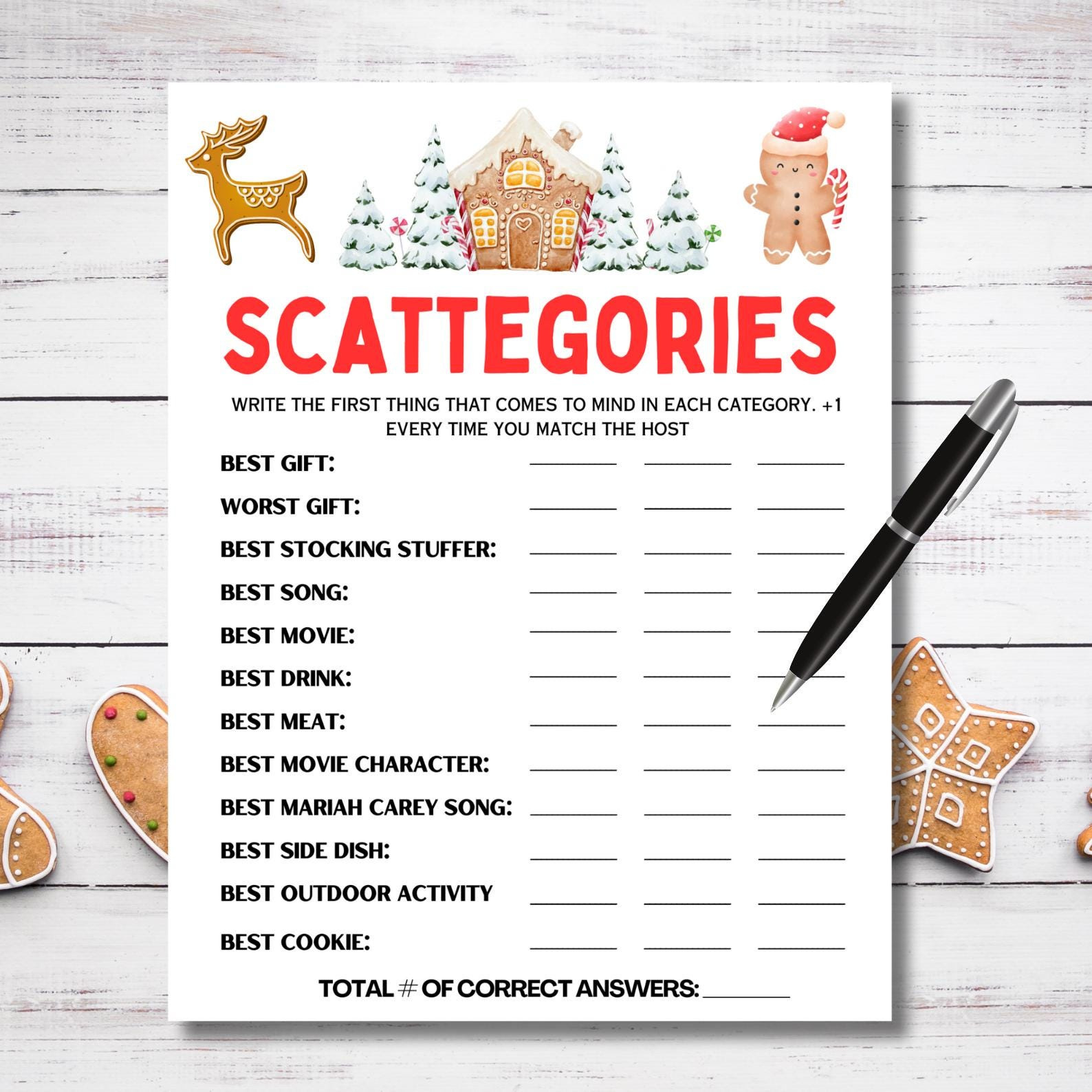 CHUBU Christmas Scattegories | Christmas Games | Christmas Categories ...
