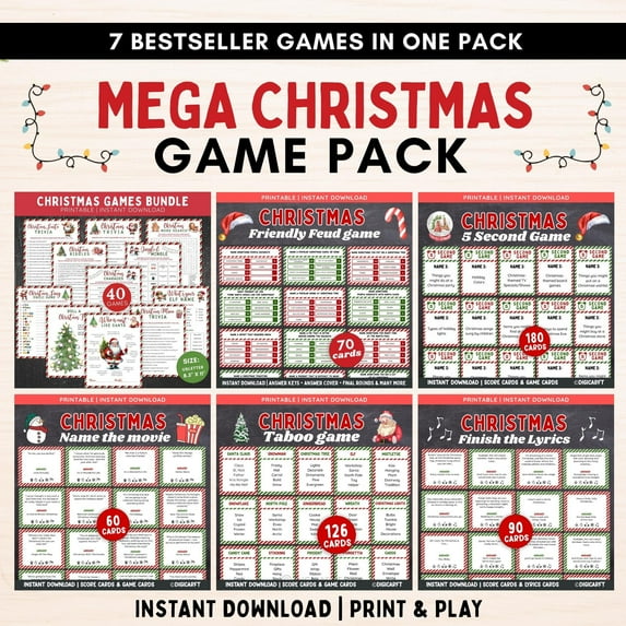 CHUBU Christmas mega game bundle,Printable christmas games for ,Family ...