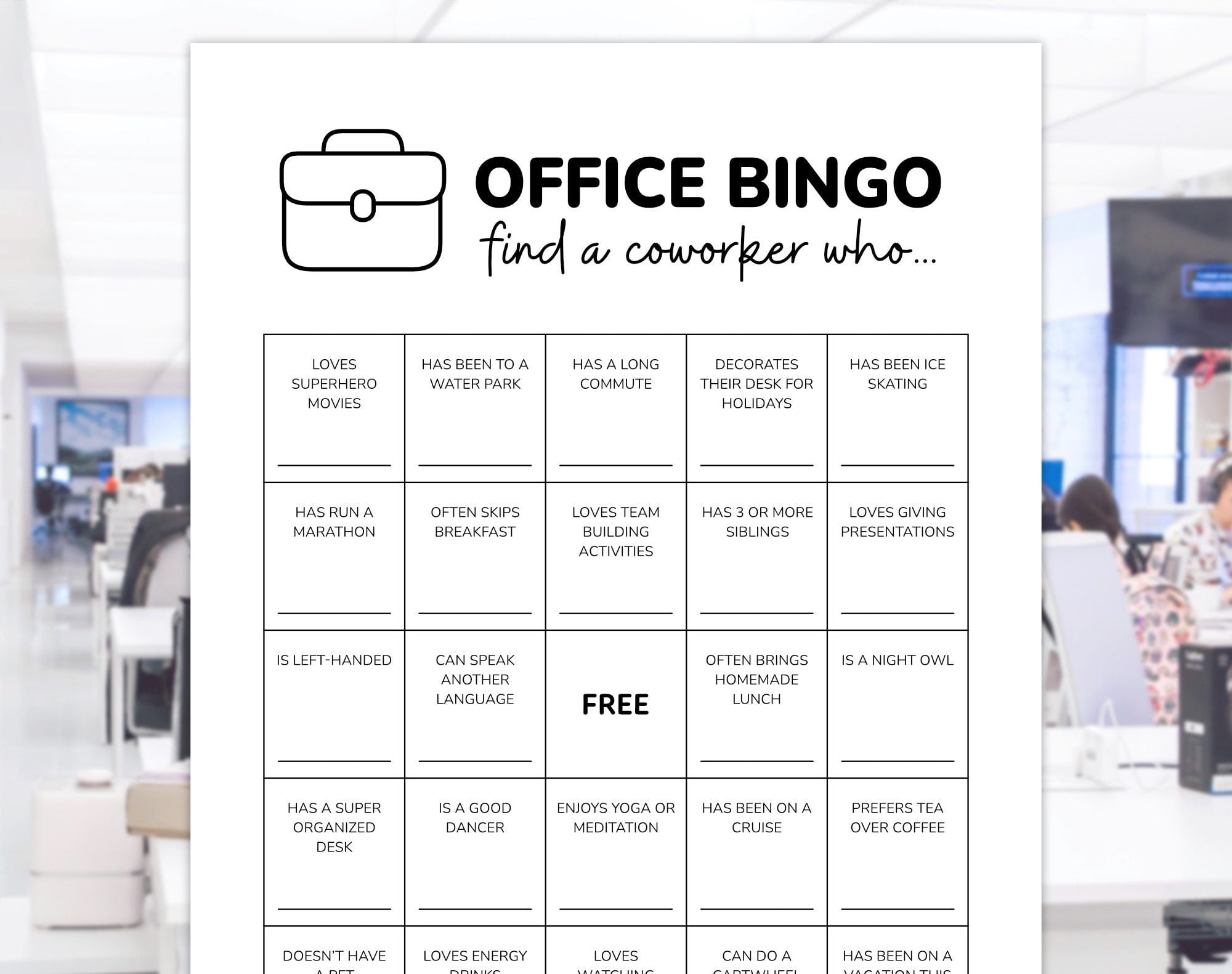 CHUBU Find the Guest Bingo Game, Find Someone Who, Get to Know You ...