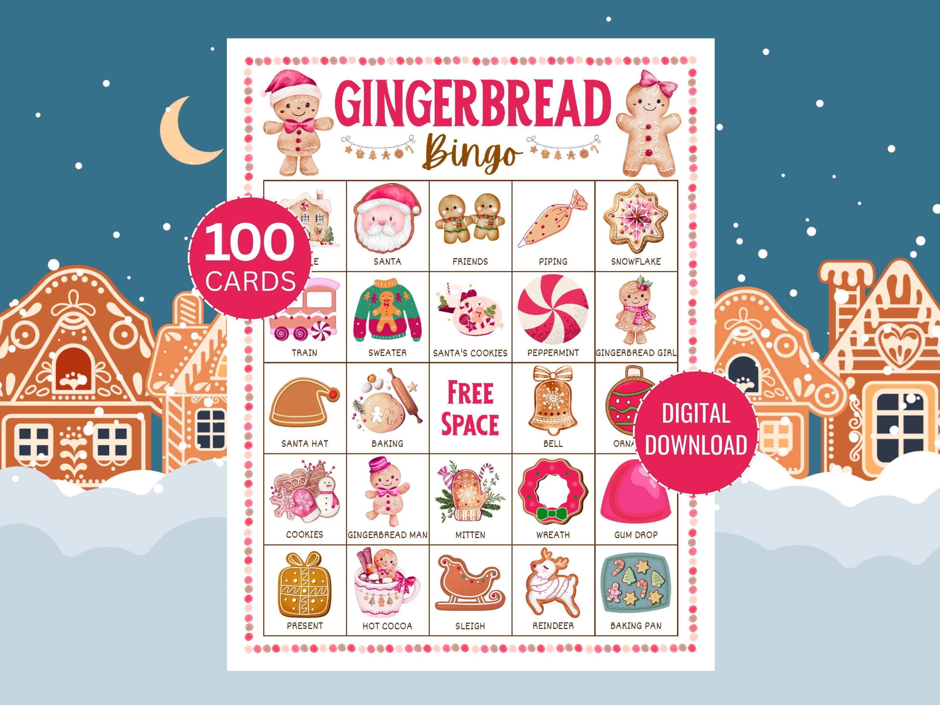 CHUBU Gingerbread Bingo – 100 Printable Cards | Christmas Party ...