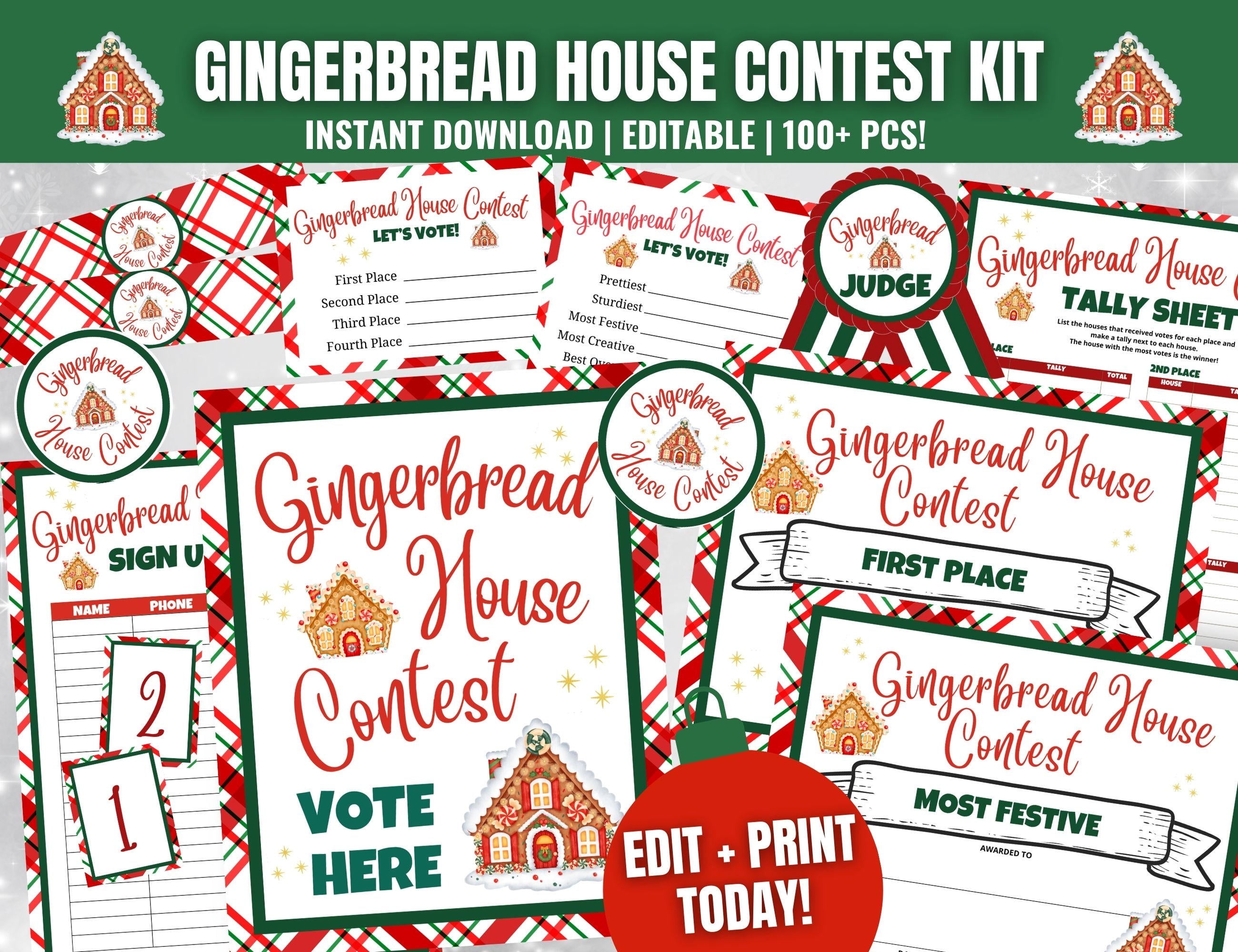 CHUBU Gingerbread House Contest Kit: Printable Awards, Voting Ballots ...