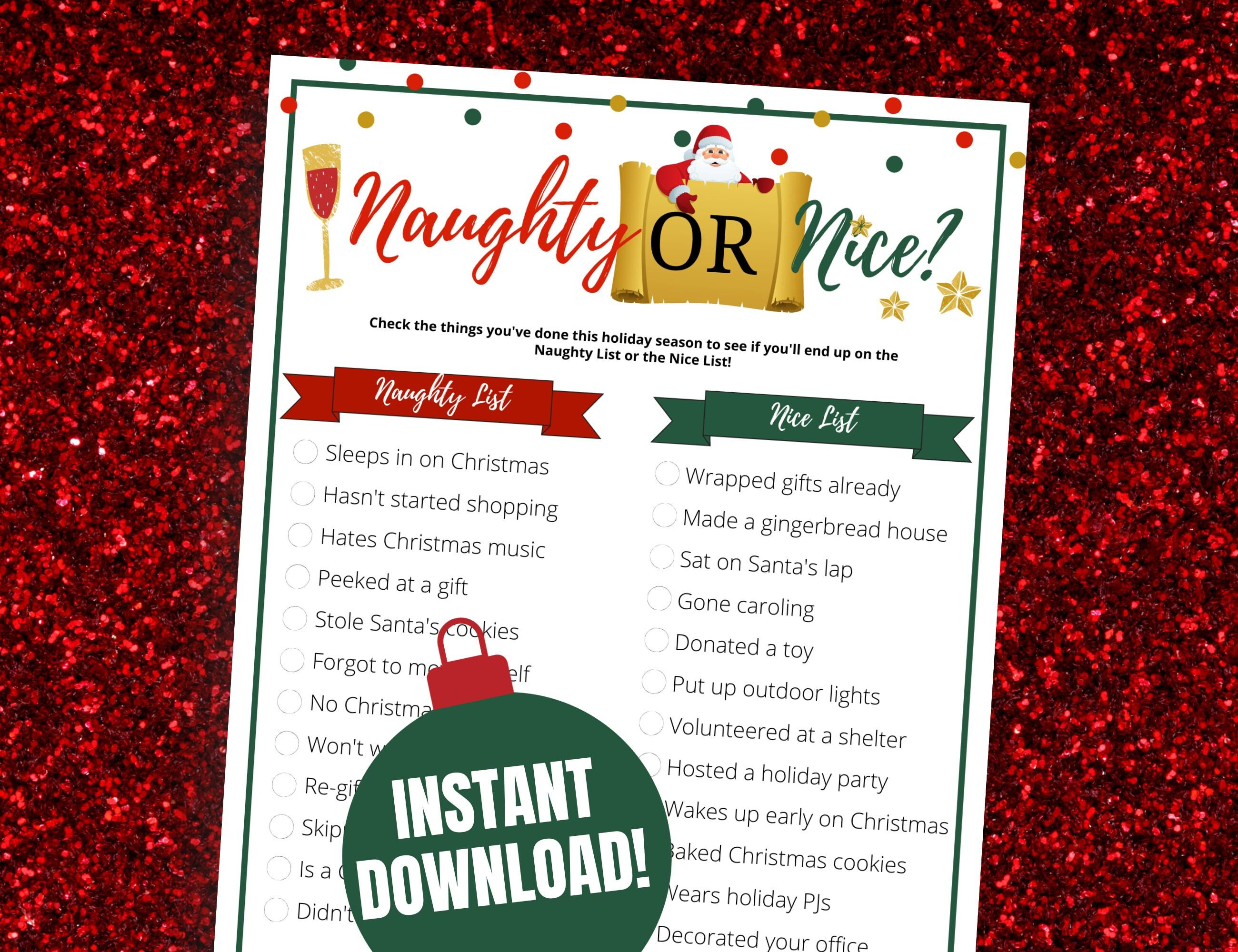 CHUBU Naughty or Nice Holiday Office Party Game, Holiday This or That ...