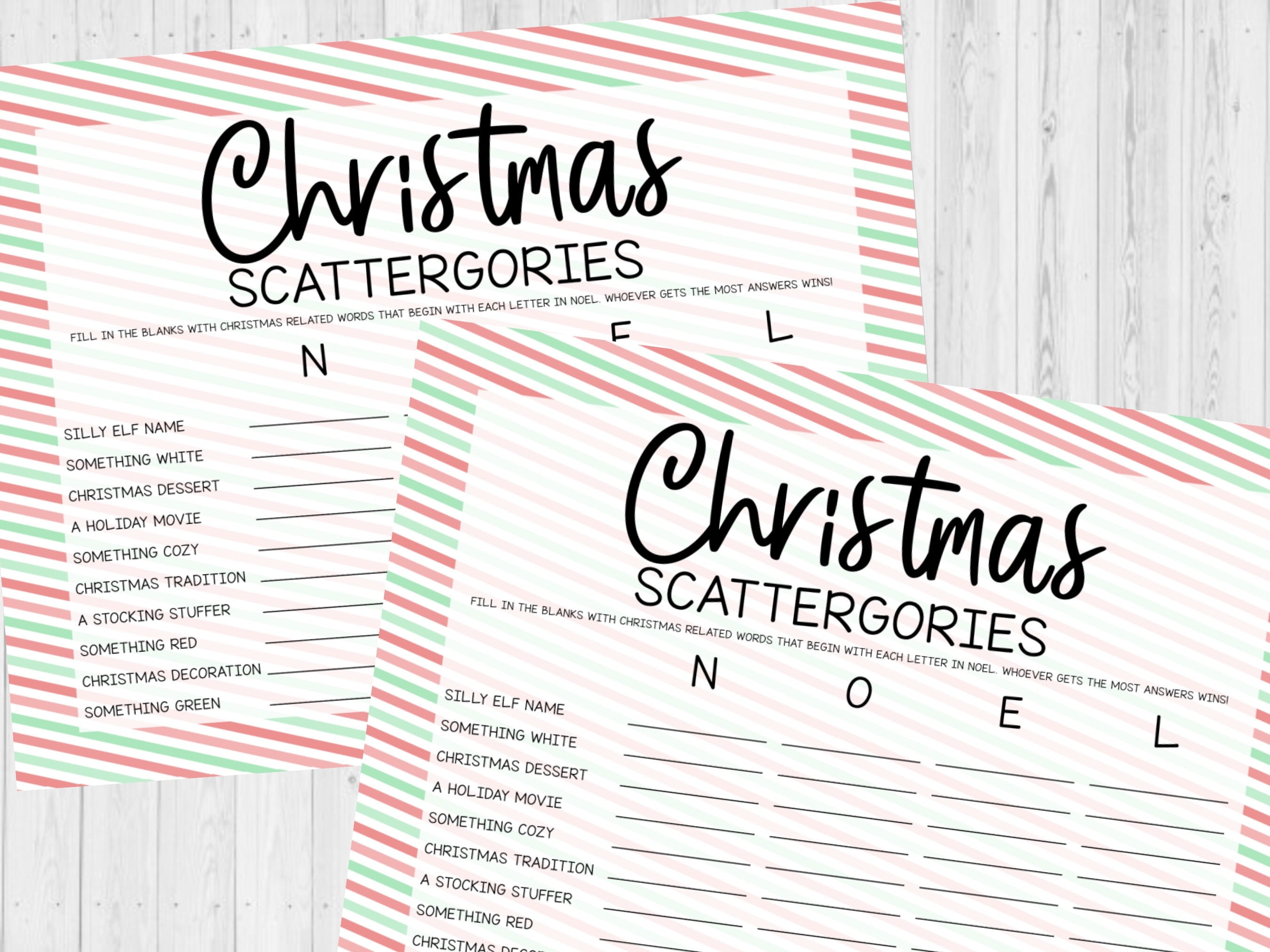 CHUBU Printable Version Christmas Scattergories Printable Game ...