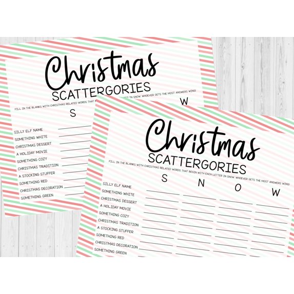 CHUBU Printable Version Christmas Scattergories Printable Game ...