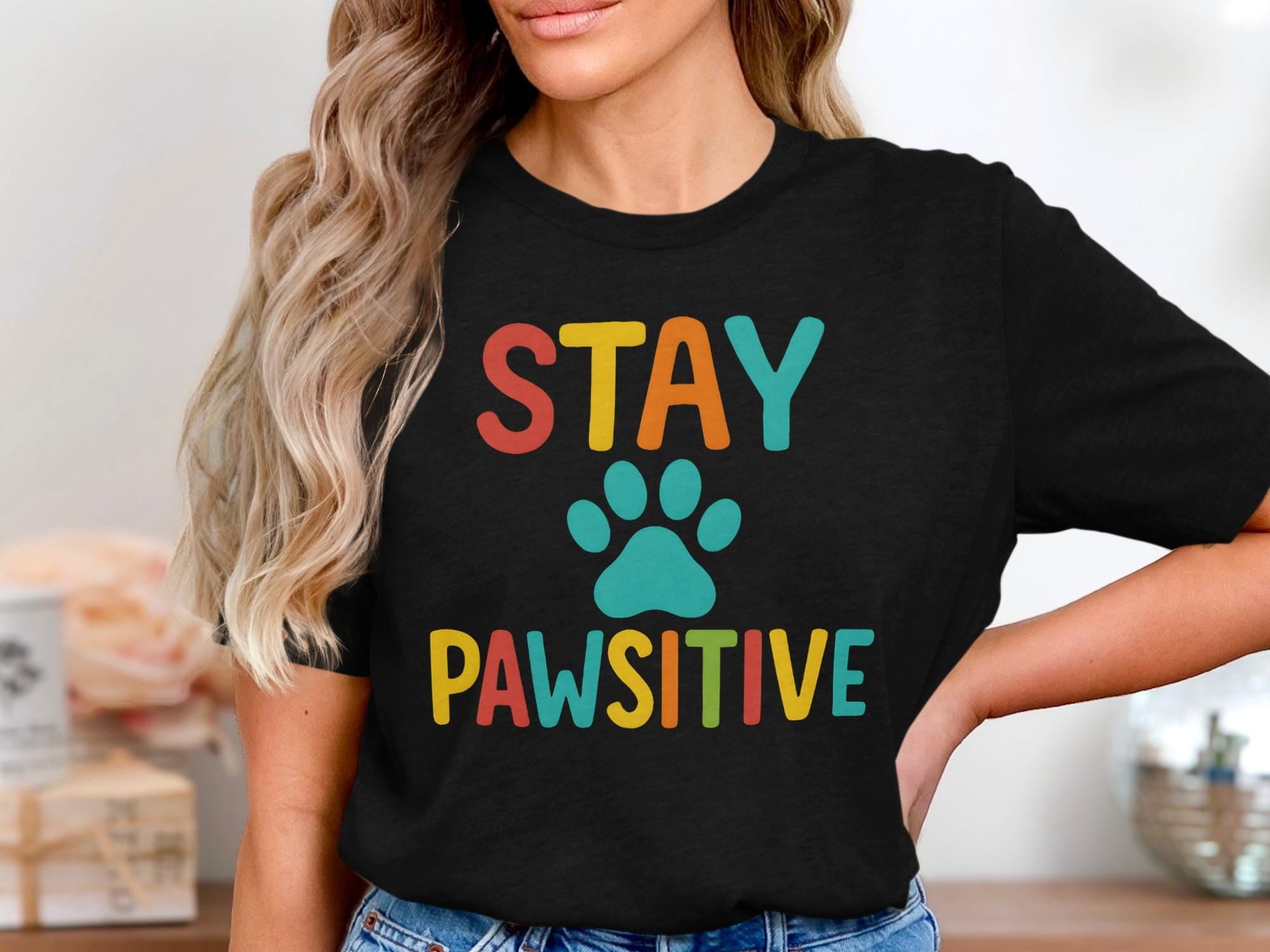 CHUBU Stay Pawsitive Shirt, Funny Dog Lover T-Shirt, Cute Pet Pun Tee ...