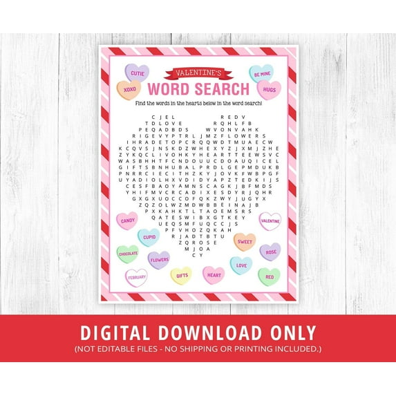 CHUBU Valentine's Day Word Search, Valentine's Day Game, Valentine's ...