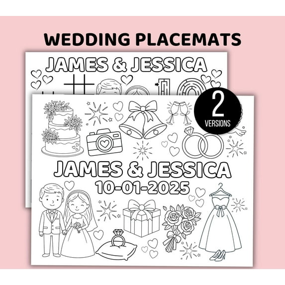 CHUBU Wedding Activity Placemat , Wedding Coloring Page, Wedding ...