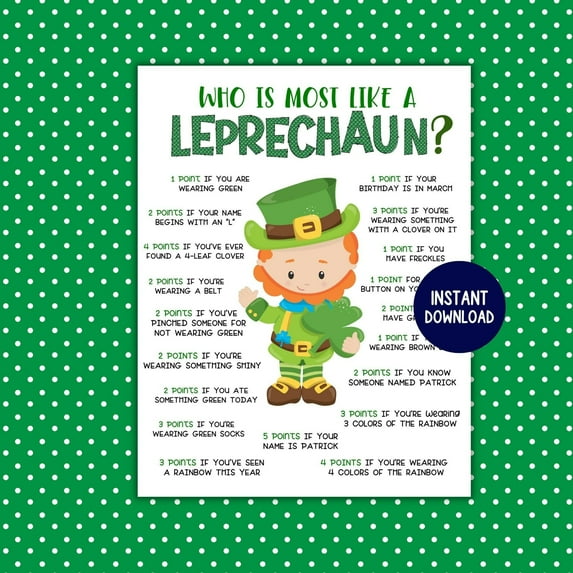 CHUBU Who Is Most Like A Leprechaun, St. Patrick's Day Game, Leprechaun ...