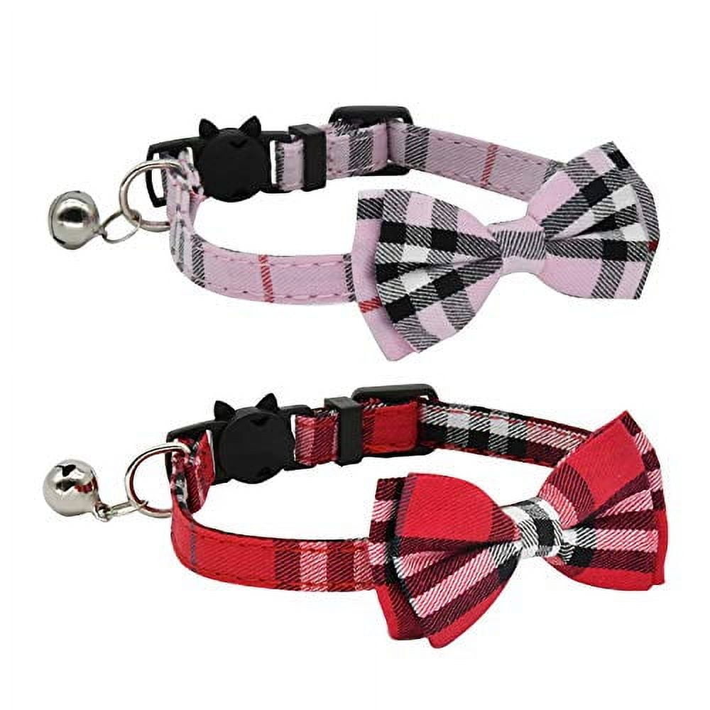 CHUKCHI 2 Pack/Set Cat Collar Breakaway with Cute Bow Tie and Bell for ...