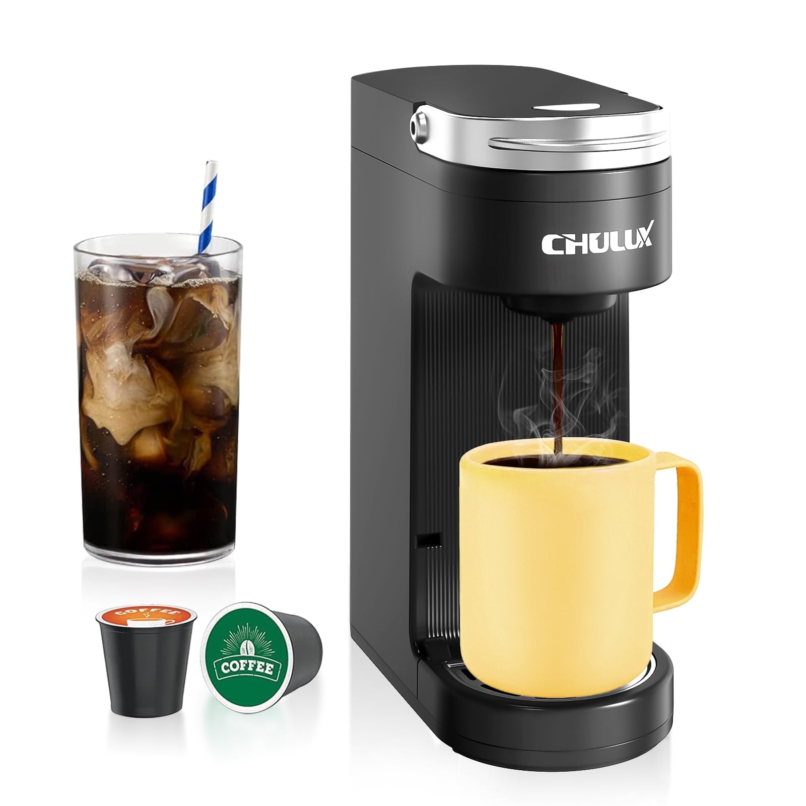 CHULUX Slim Single Serve Coffee Machine, One Cup Coffee Maker for K Pod ...