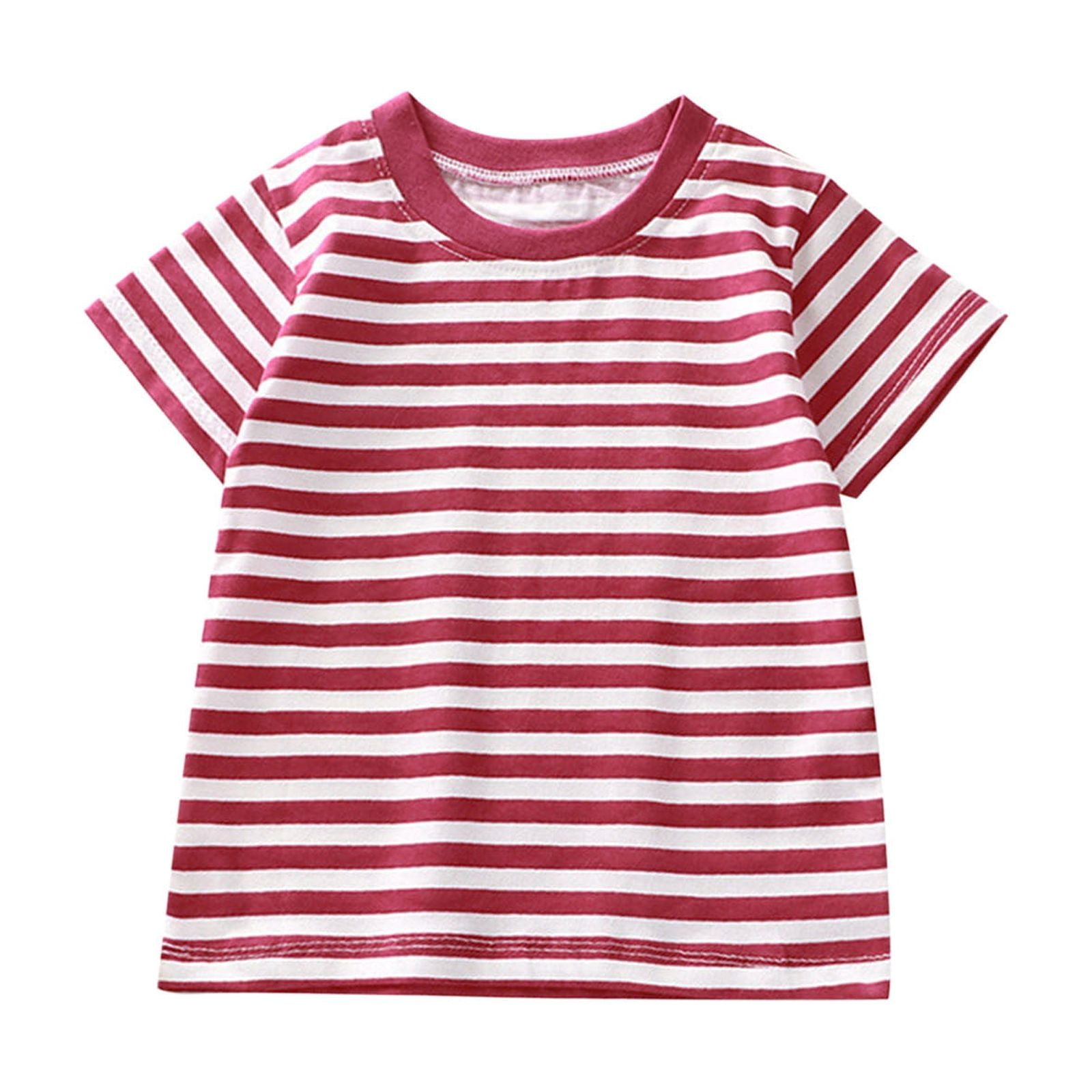 CHUMUD Boys Girls Summer T Shirts Kids Striped Shirts Toddlers Crew ...