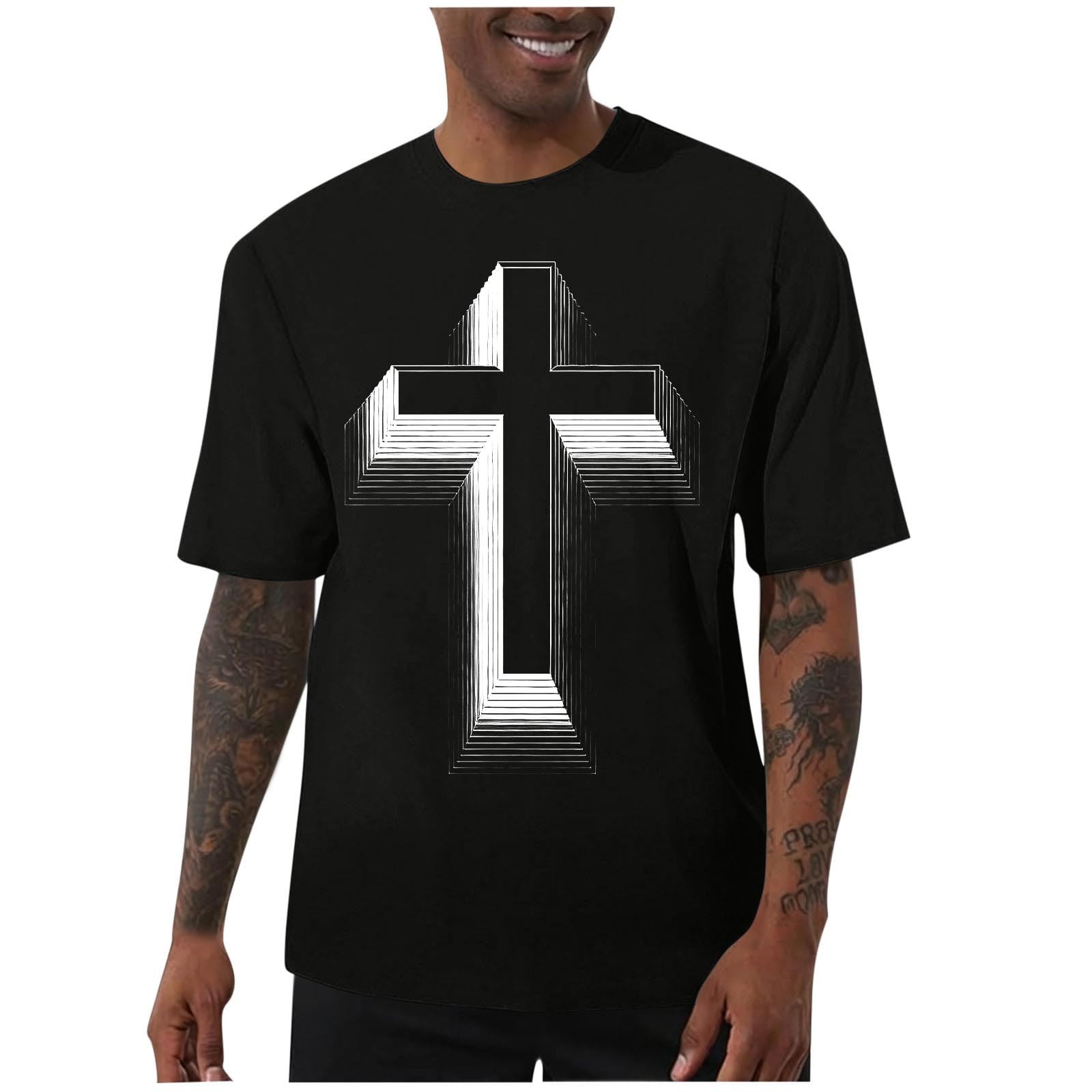 CHUMUD Christian Shirts for Men Jesus Faith T-Shirt Cross Shirt ...