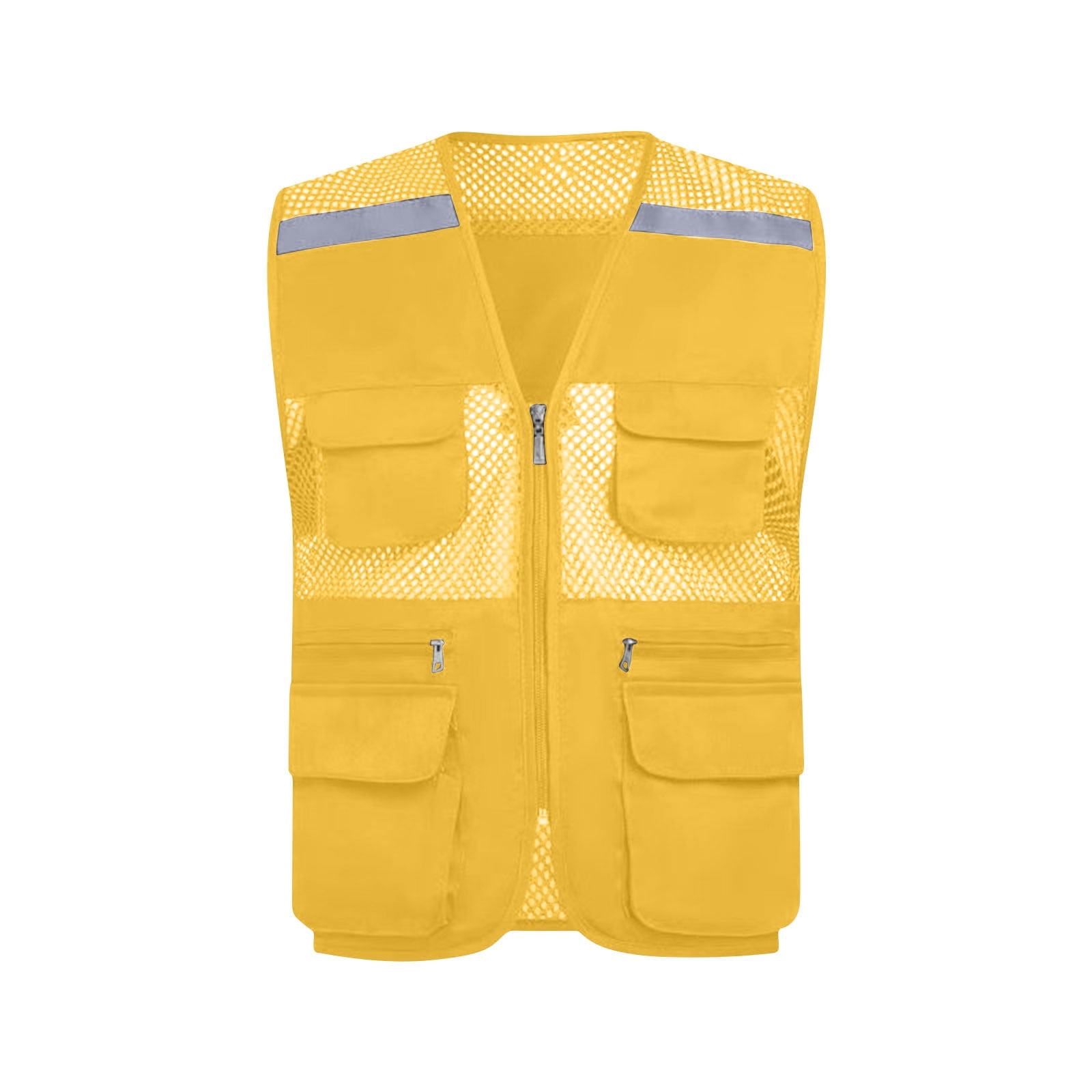 CHUMUD Men Women Safety Vests with Pockets Zipper High Visibility Vest ...
