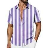 CHUMUD Men's Beach Shirt Short Sleeve Casual Striped Top Summer ...