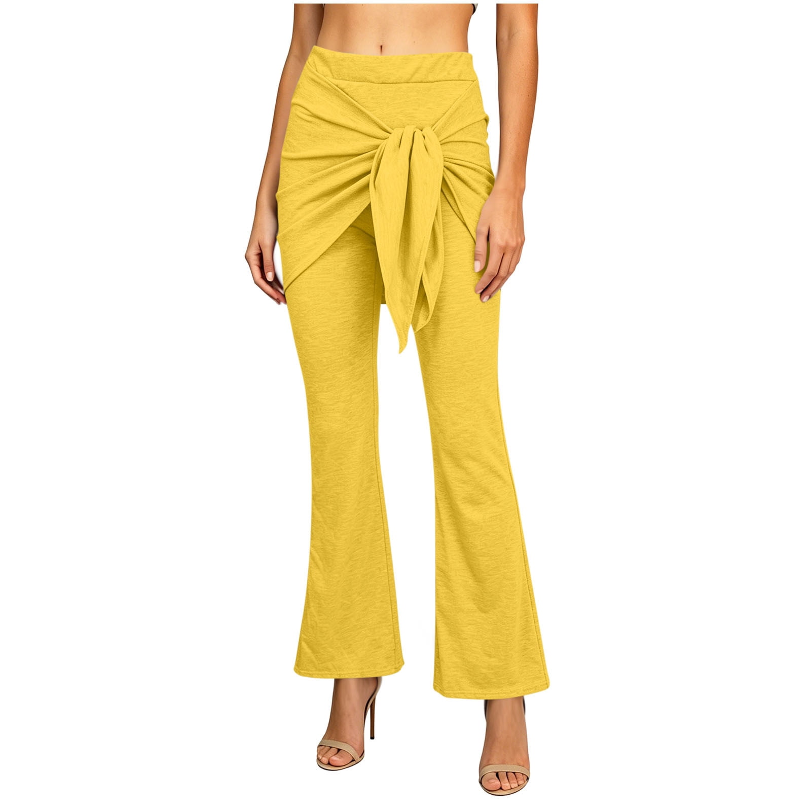 CHUMUD Petite Womens Flare Pants, Casual High-Waisted Cotton-Blend Pant ...