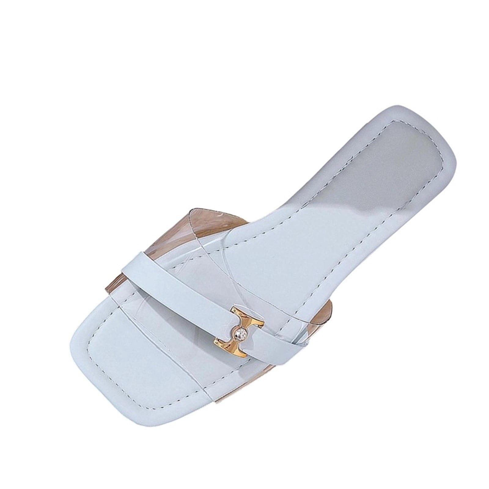 CHUMUD Slippers for Women Outdoor Square Toe Flat Slide Sandals, Casual ...