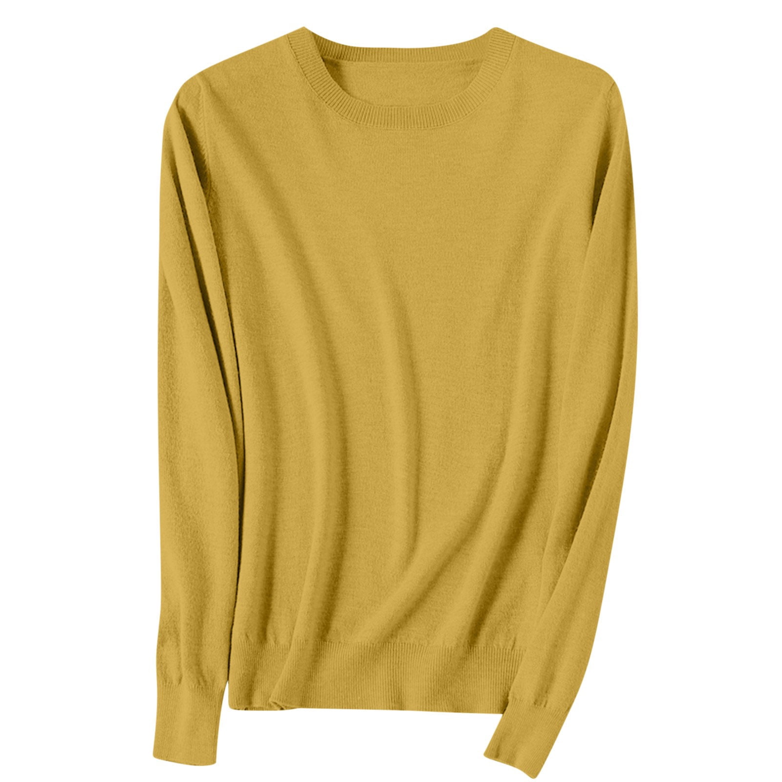 CHUMUD Women Sweater Long Sleeve Solid Crew Neck Pullover Business Tops ...