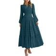 CHUMUD Women's Elegant Maxi Dresses Long Sleeve V Neck A Line Flowy ...