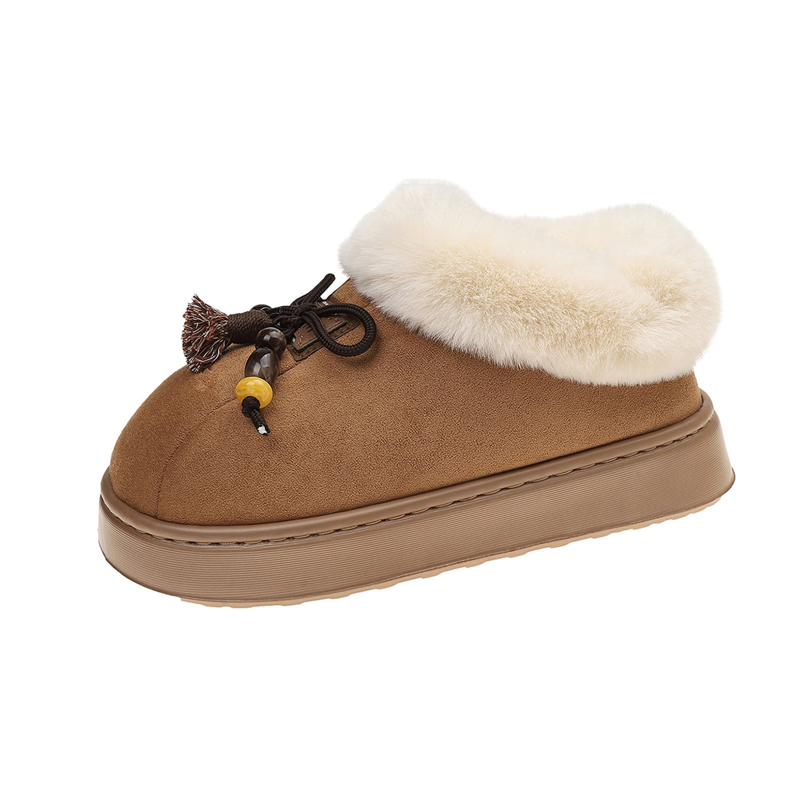 CHUMUD Women's Furry Snow Bootie Slippers - Fully Plush Lined with Bow ...