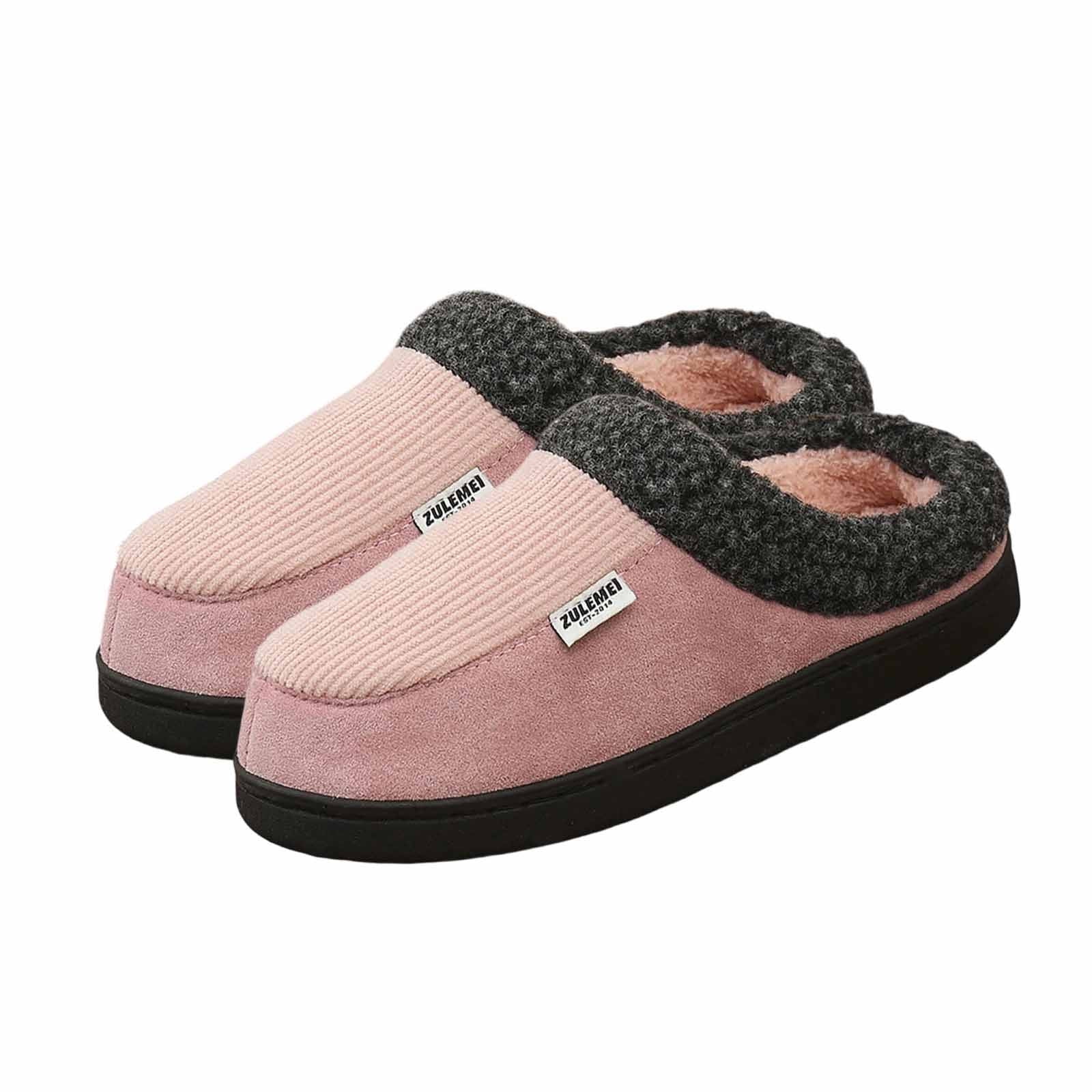 CHUMUD Women's Fuzzy House Slippers with Fleece Lining, Rubber Thick ...
