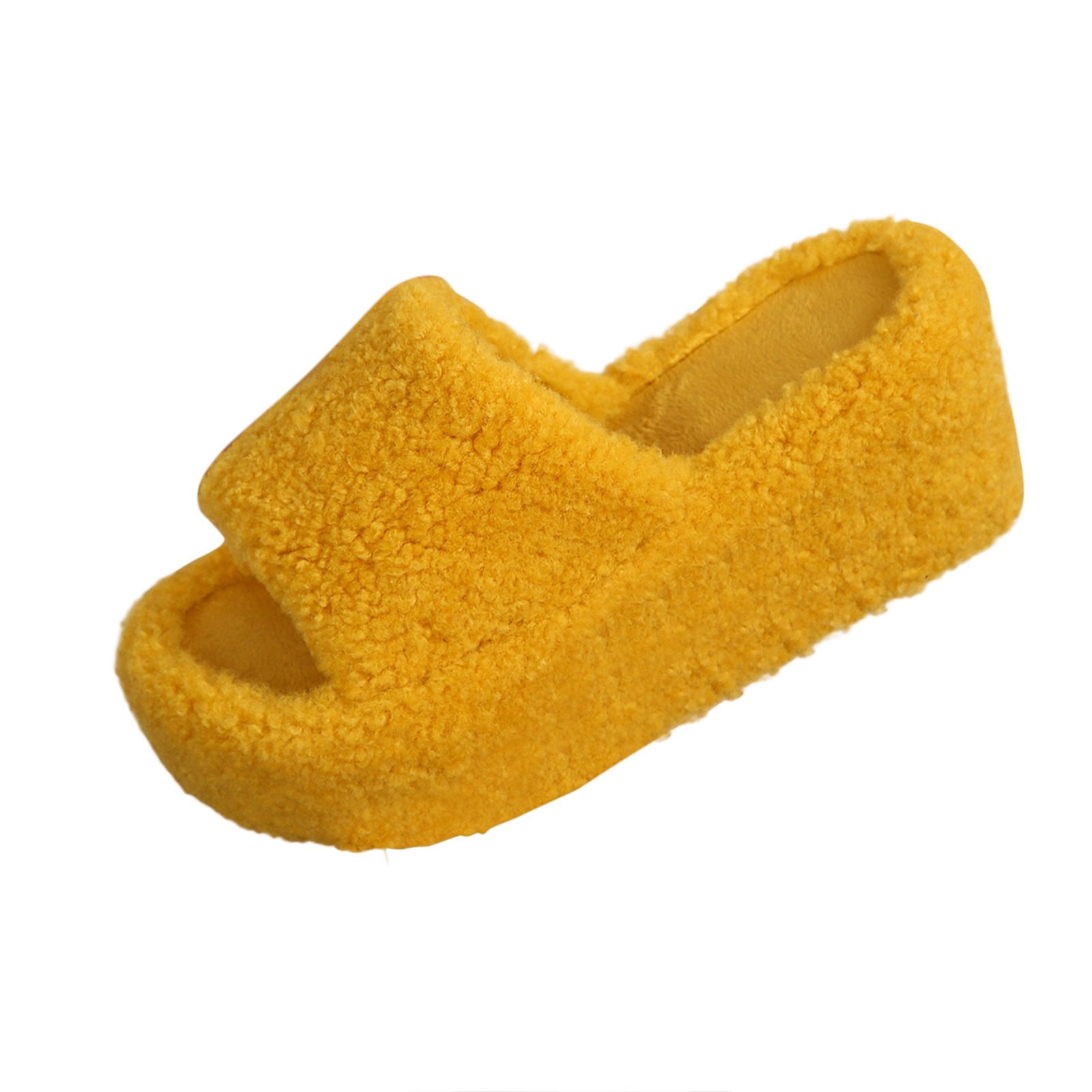 CHUMUD Women's Open Toe Faux Fur Platform Slippers – Fluffy Cozy Indoor ...