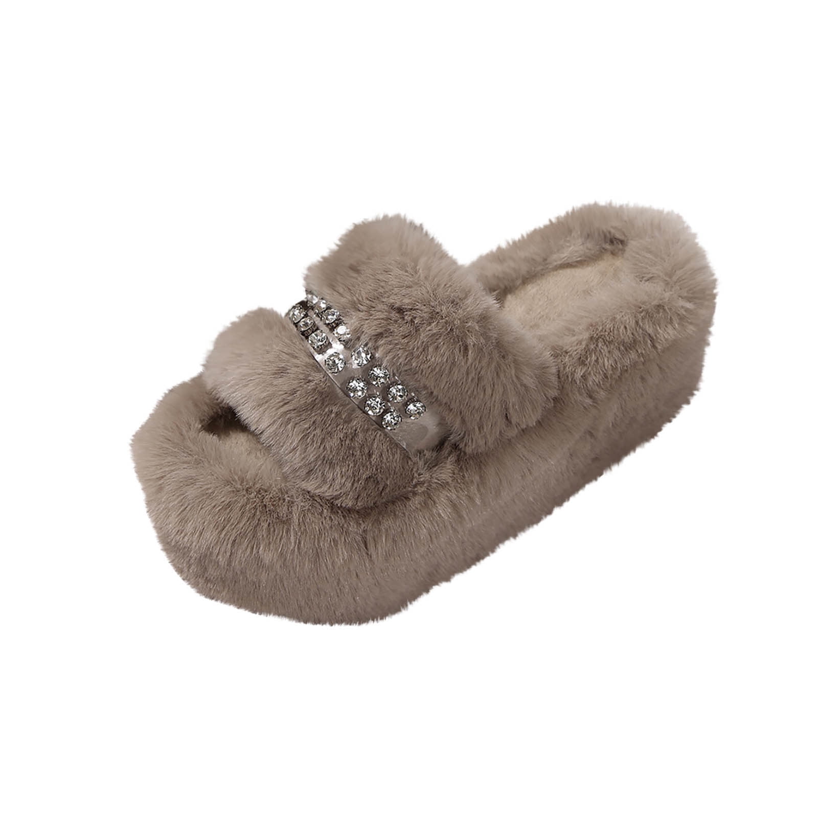 CHUMUD Women's Open Toe Platform Slippers – Fluffy Cozy Indoor Outdoor ...