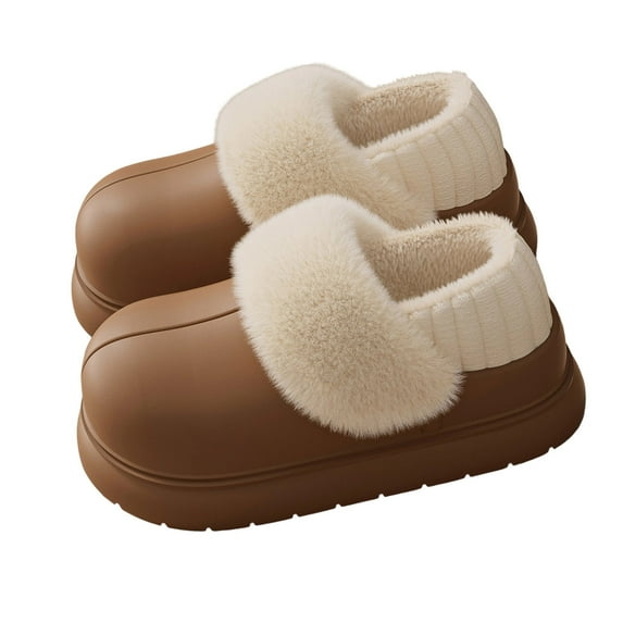 CHUMUD Women's Platform Slippers with Furry Collar - Plush Lined Winter ...