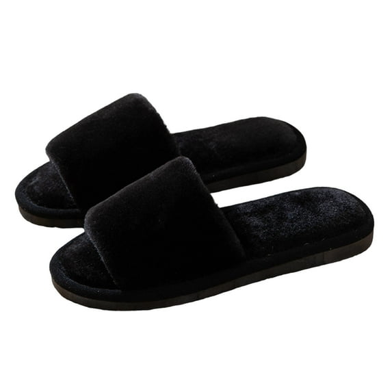 CHUMUD Women's Plush Open-Toe Slippers - Modern Fuzzy Indoor House ...