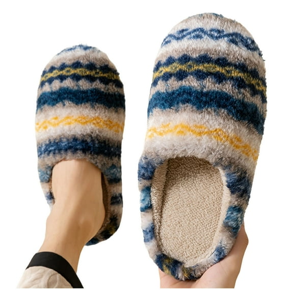 CHUMUD Women's Plush Striped Slippers - Soft Fleece Lined, Quiet Sole ...