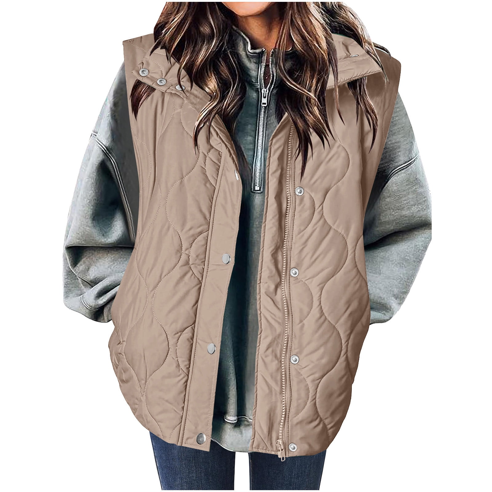 CHUMUD Women's Puffer Vest Lightweight Quilted Stand Collar Sleeveless ...
