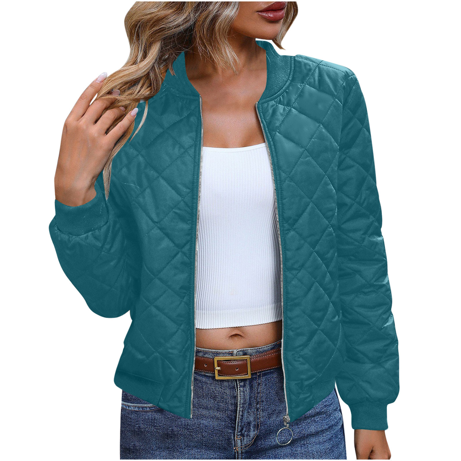CHUMUD Women's Quilted Jackets Lightweight Zip up Down Jacket Diamond ...