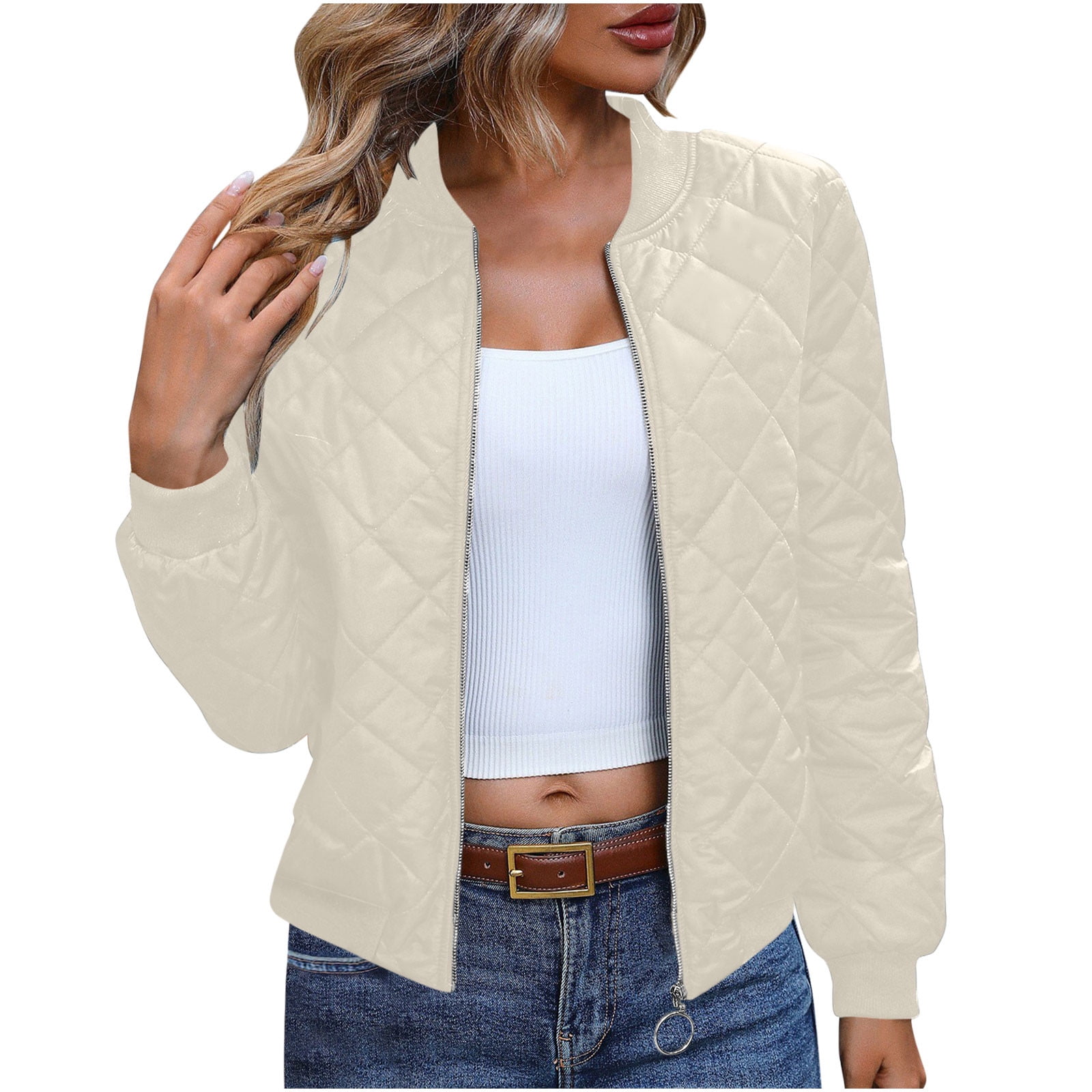 CHUMUD Women's Quilted Jackets Lightweight Zip up Down Jacket Diamond ...