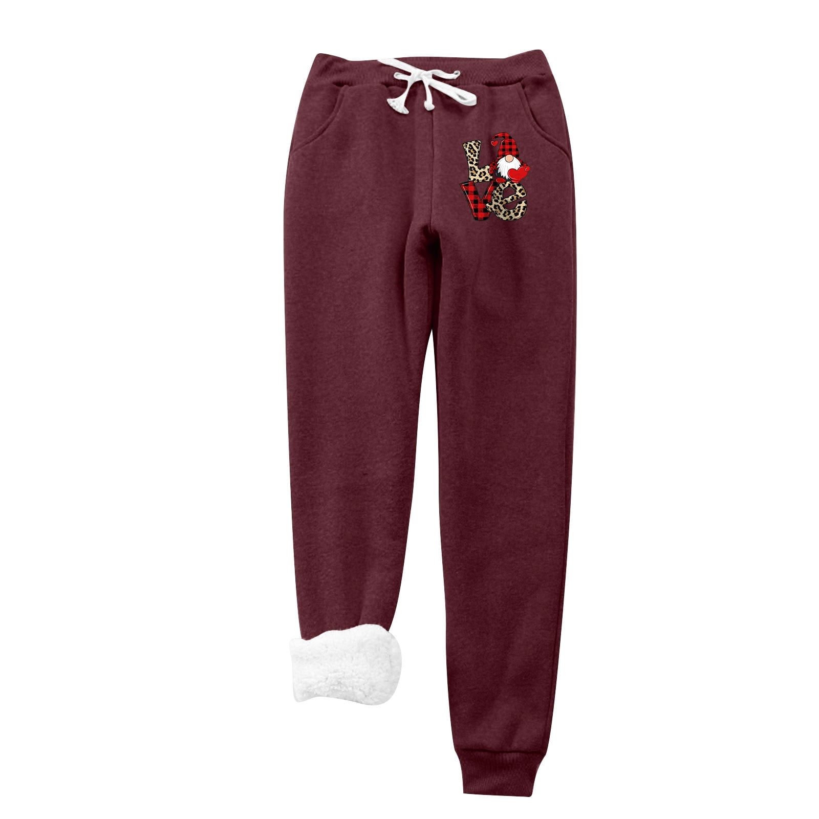 CHUMUD Women's Sherpa Lined Sweatpants Winter Warm Fleece Drawstring ...