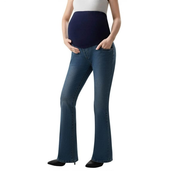 CHUMUD Women's Stretch Maternity Bootcut Jeans with Pockets Over The ...
