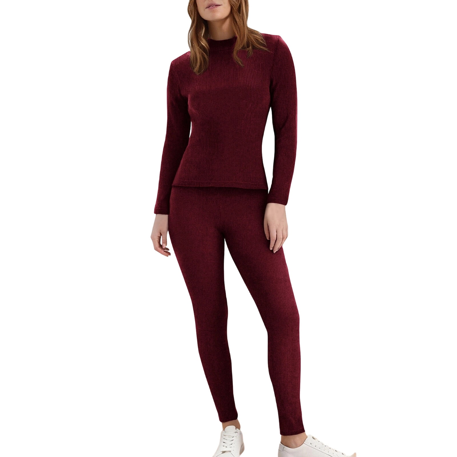 CHUMUD Womens 2-Piece Thermals Set Soft Fleece Lined Base Layer Long ...