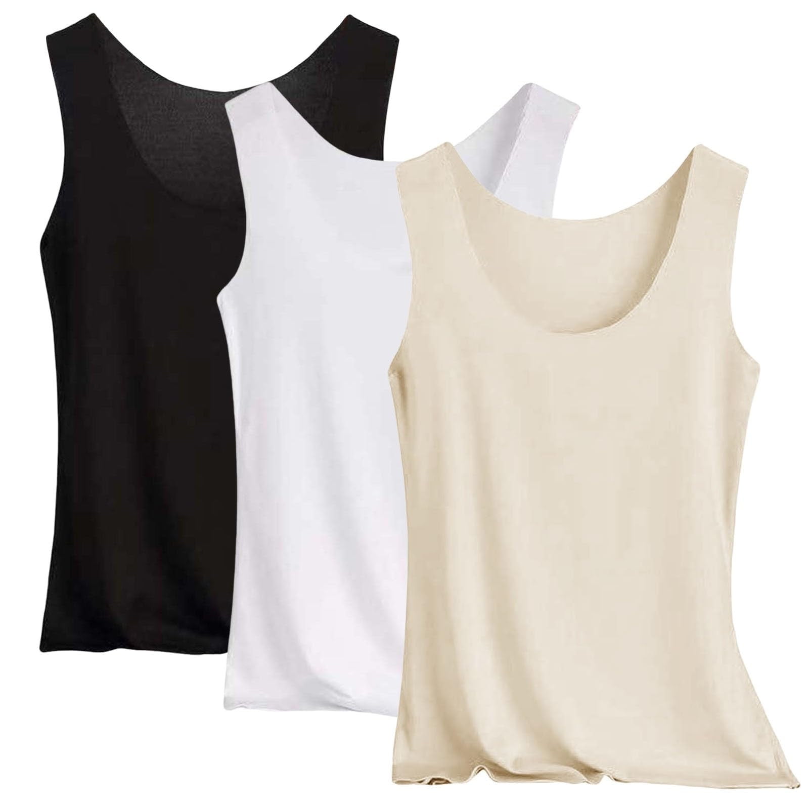 CHUMUD Womens 3 Pack Tank Tops Sleeveless Undershirt Casual Lounge ...
