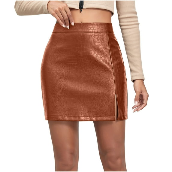 CHUMUD Womens Faux Leather Skirts Fashion Stretchy PU Skirt Bodycon ...