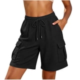 CHUMUD Womens High Waisted Cargo Shorts, Quick Dry Elastic Drawstring ...