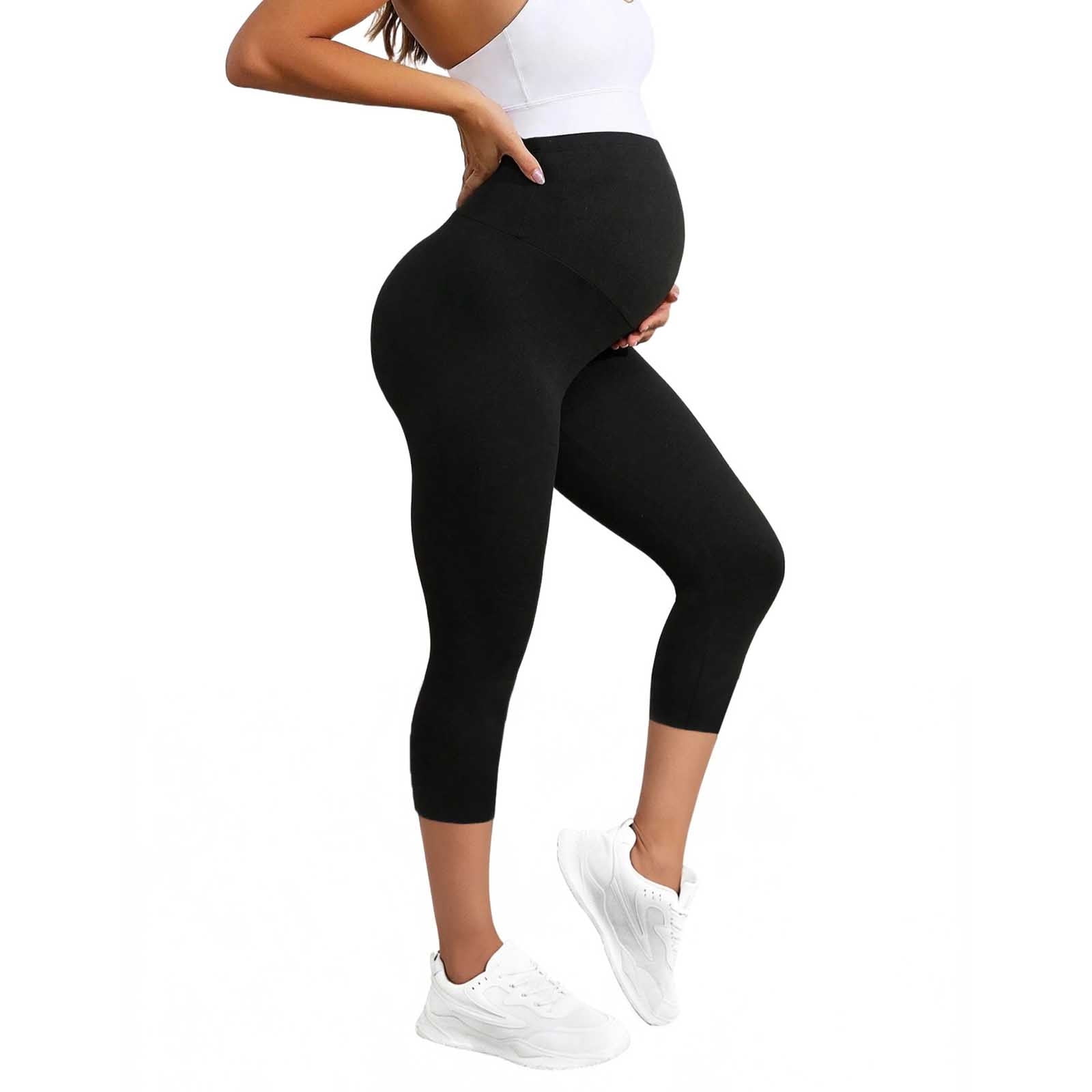 CHUMUD Womens Maternity Capri Leggings, Over The Belly High Waist ...