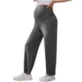 CHUMUD Womens Maternity Jogger Pants, Over The Belly High Waist Casual ...