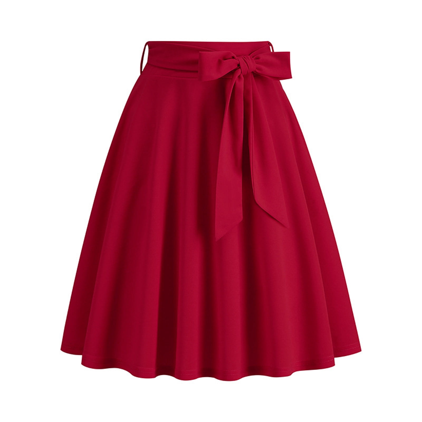 CHUMUD Womens Midi Skirts Vintage Bow Tie High Waisted Skirt A-Line ...