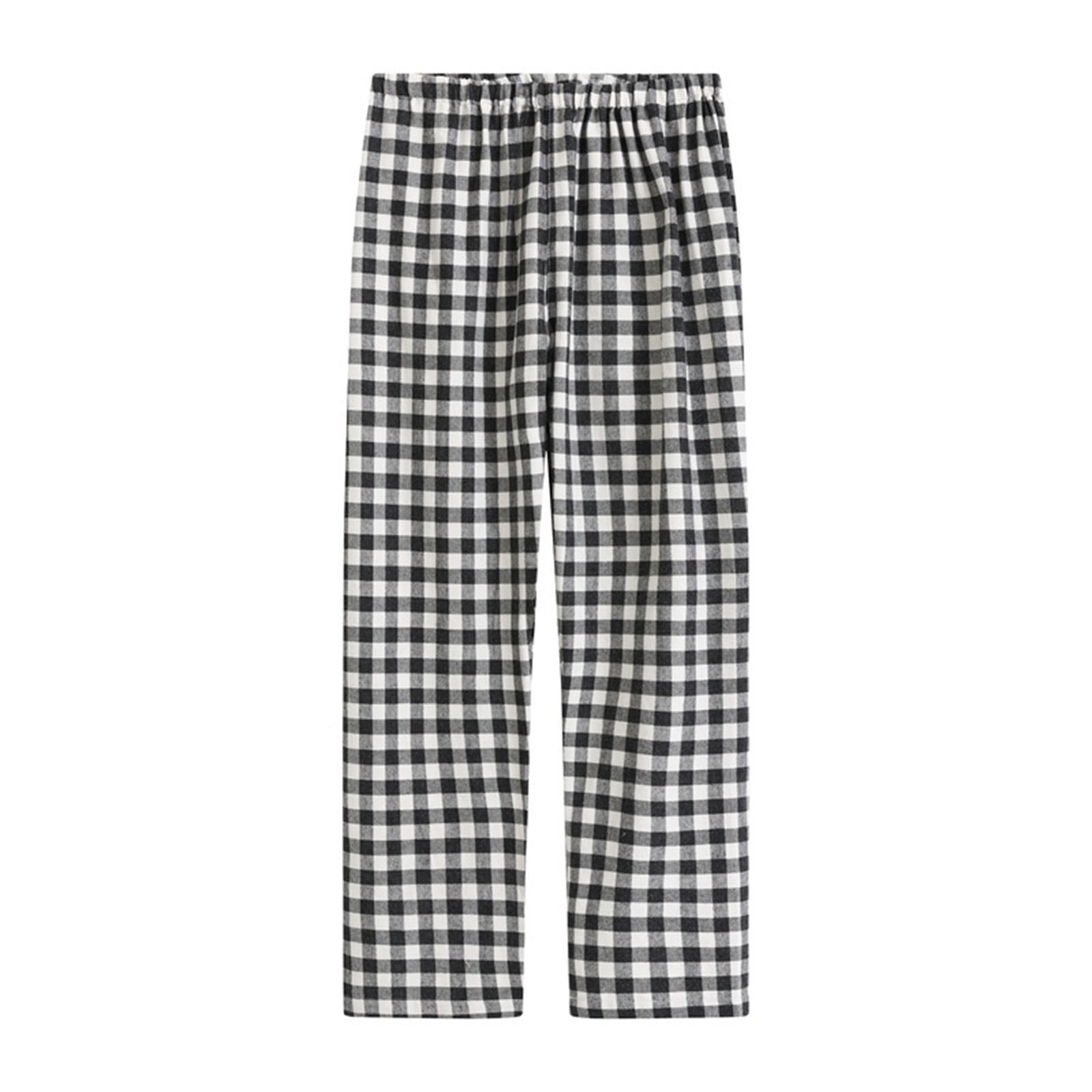 CHUMUD Womens Plus Size Pajama Pants Plaid Sleepwear Wide Leg Casual ...