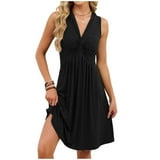 CHUMUD Womens Summer Nightgown Sleeveless V Neck Sleepwear Twist Knot ...