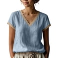 CHUMUD Womens Summer Tops V-Neck Contrast Trim Short Sleeve T-Shirt ...