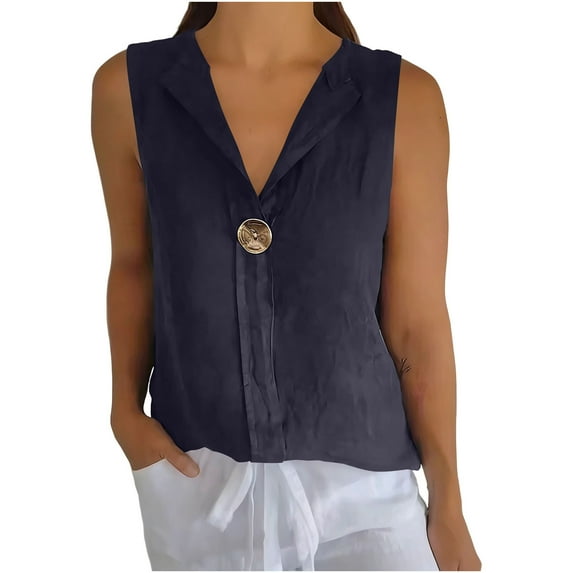 CHUMUD Womens Tank Tops Sleeveless V Neck Top Loose Fitted Casual ...