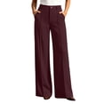 CHUMUD Womens Wide-Leg Dress Pants High-Waisted Single-Button Closure ...