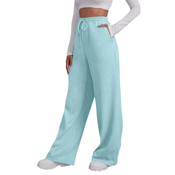 CHUMUD Womens Wide Leg Sweatpants Baggy Lounge Travel Pants Drawstring ...