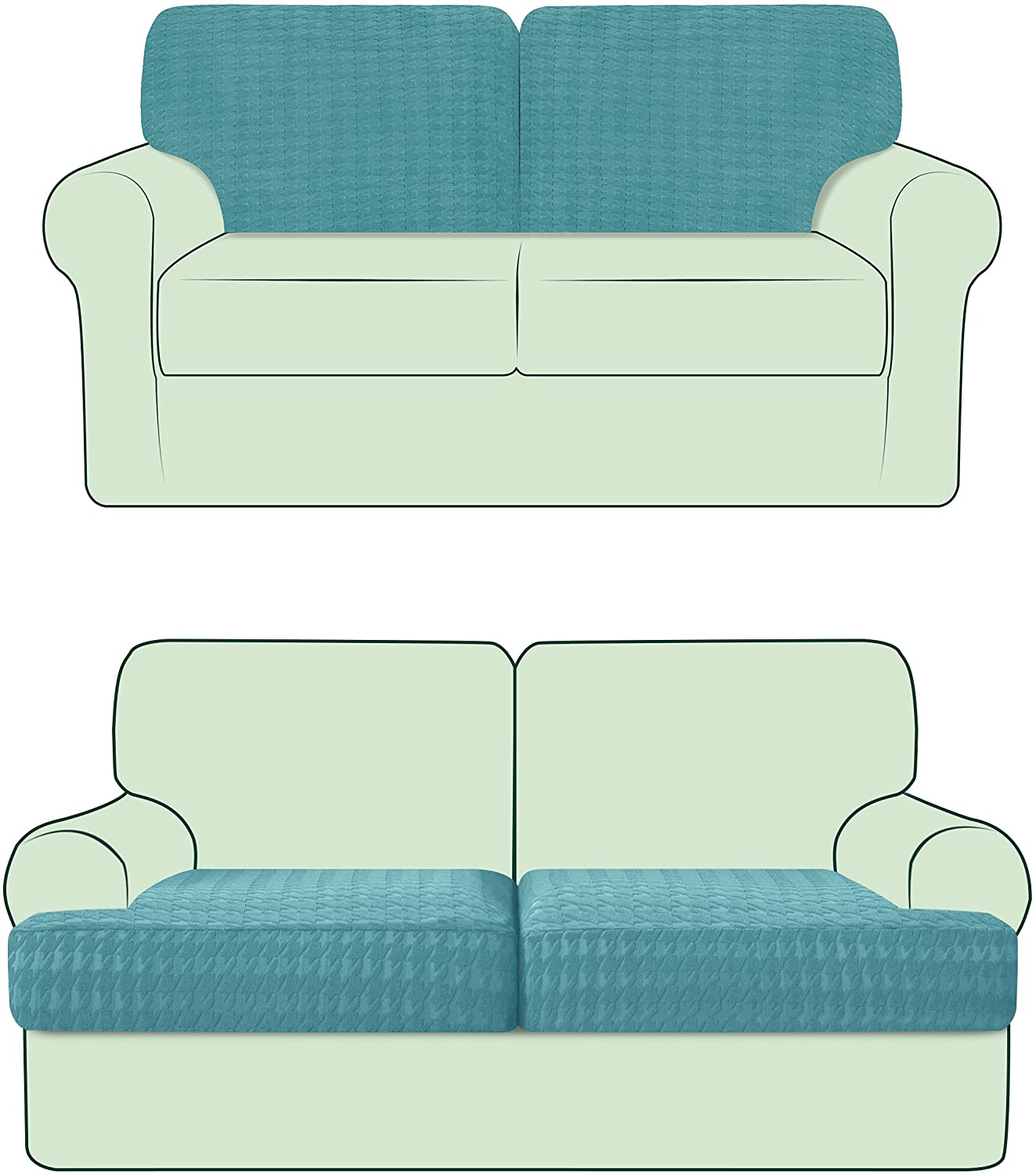 CHUN YI Stretch Houndstooth Couch Cushion Cover Sofa Backrest Cushion ...